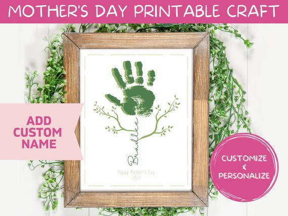 Custom Mother's Day Handprint Craft Tree Handprint Art | Etsy
