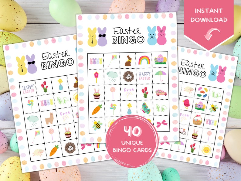 Printable Easter Bingo | Peeps Bingo | Kids Easter Bingo | Easter Game ...