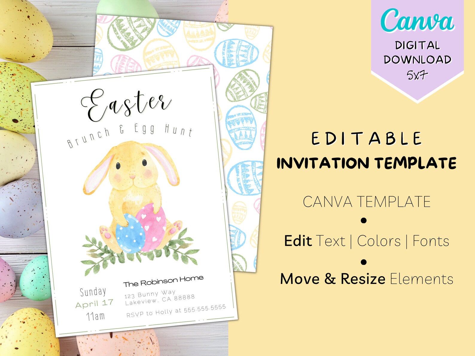 Editable Easter Invitation Easter Egg Hunt Invitation Easter Brunch ...