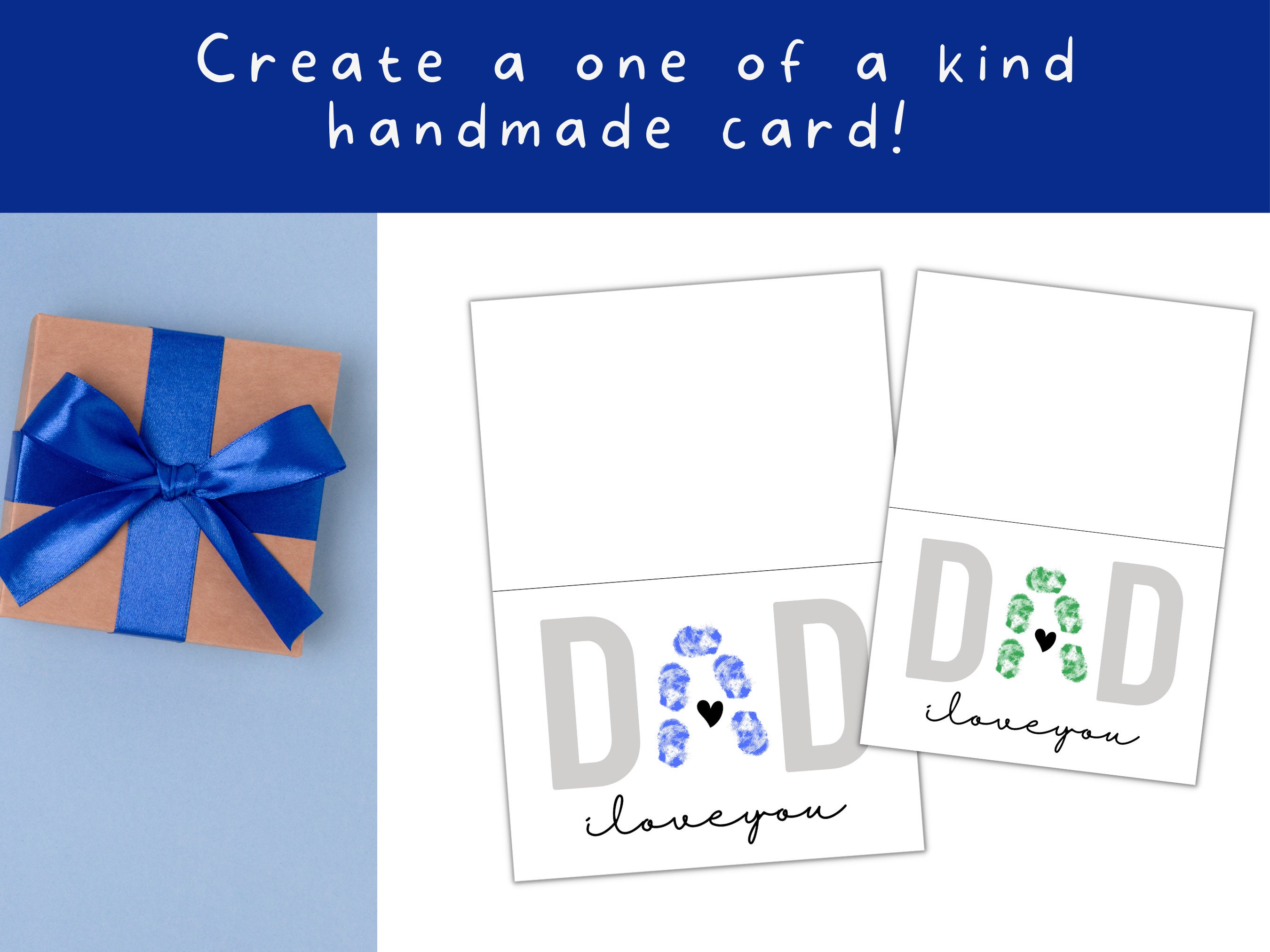 Printable Father's Day Fingerprint Card Father's Day Card Finger Print ...