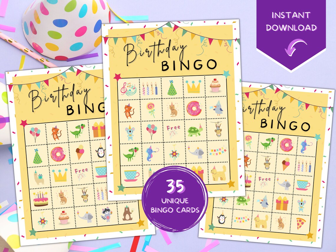 Birthday Bingo Birthday Party Bingo Birthday Party - Etsy