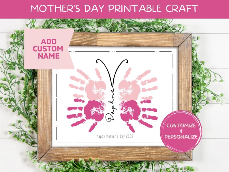 Custom Mother's Day Handprint Craft | Butterfly Hand Print Art | Mother ...