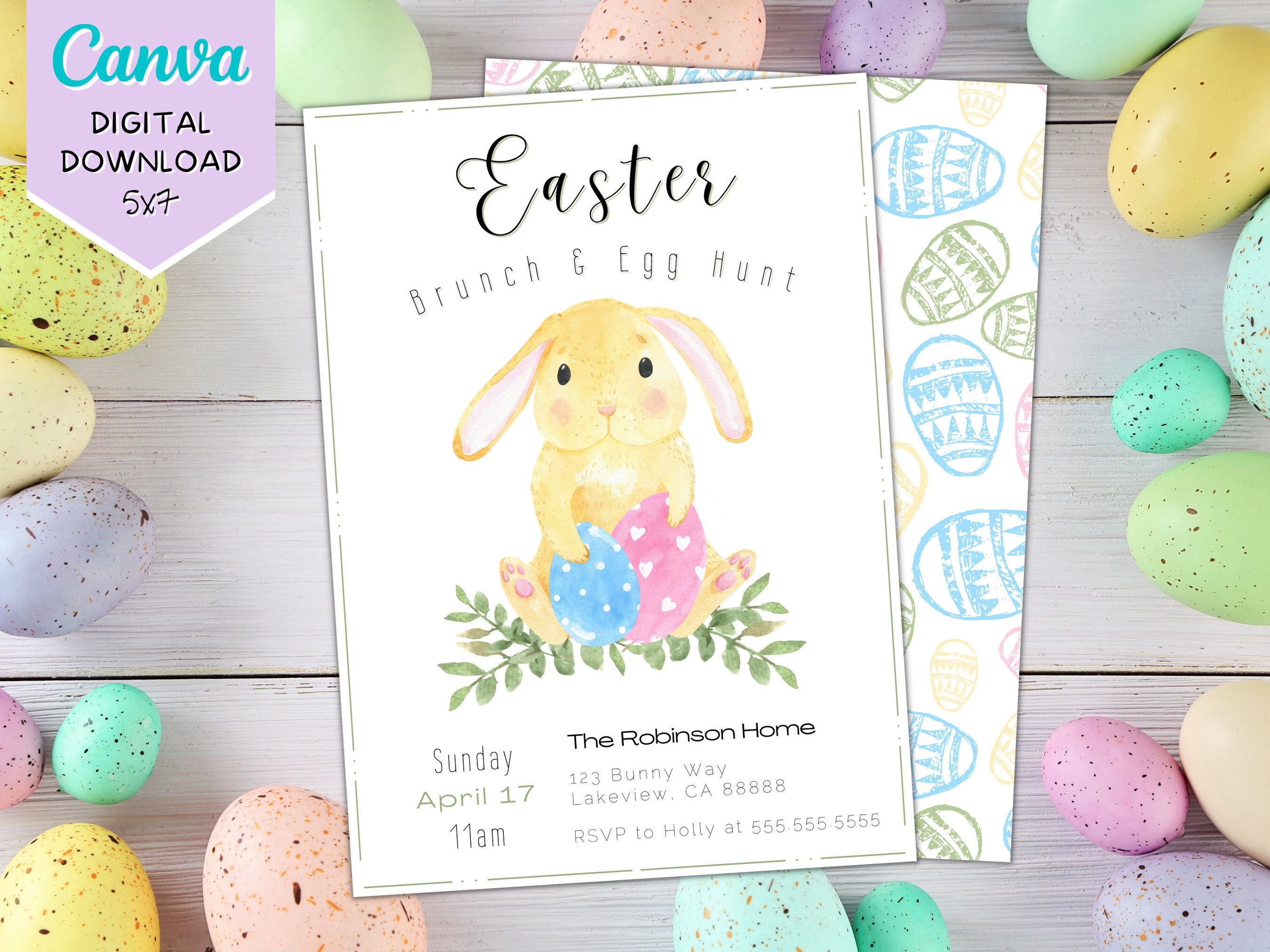 Editable Easter Invitation | Easter Egg Hunt Invitation | Easter Brunch ...