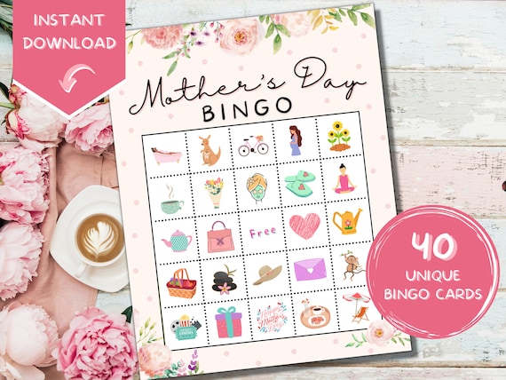 Mother's Day Bingo Printable Mother's Day Game Mom - Etsy