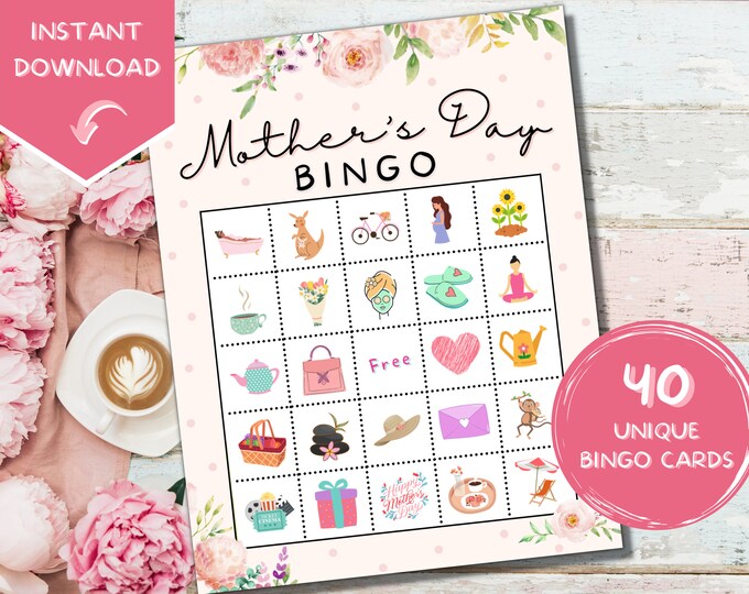 Mother's Day Bingo Printable Mother's Day Game Mom Bingo Mother's Day ...