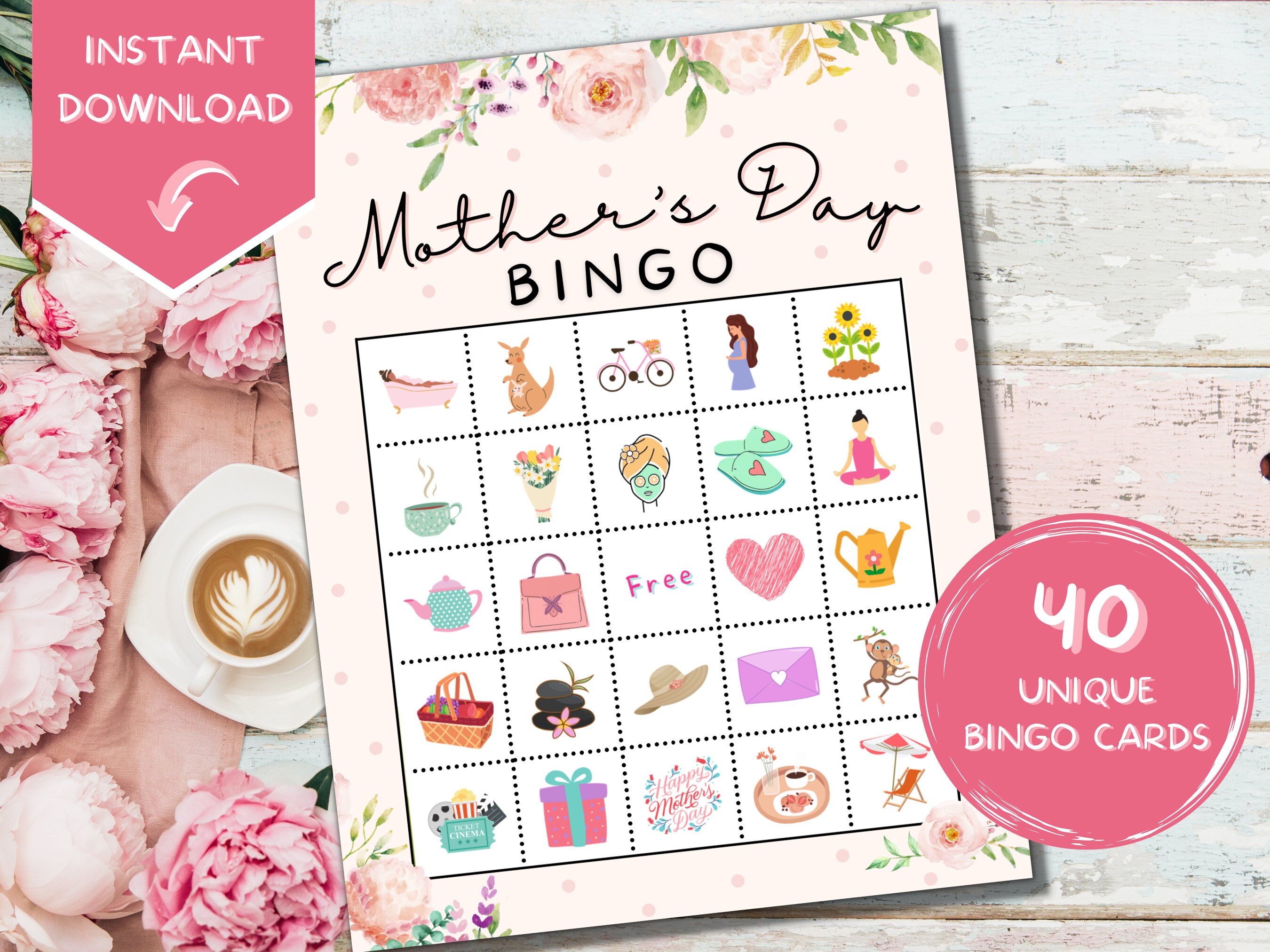 Mother's Day Bingo Printable Mother's Day Game Mom Bingo Mother's Day ...