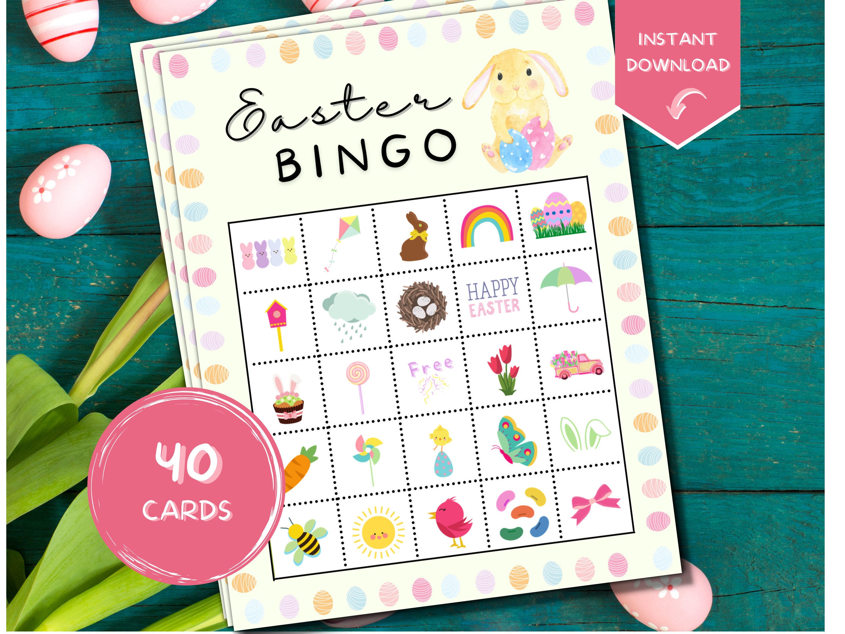 Easter Bingo Printable Easter Game Kids Easter Bingo Bunny Bingo Easter ...
