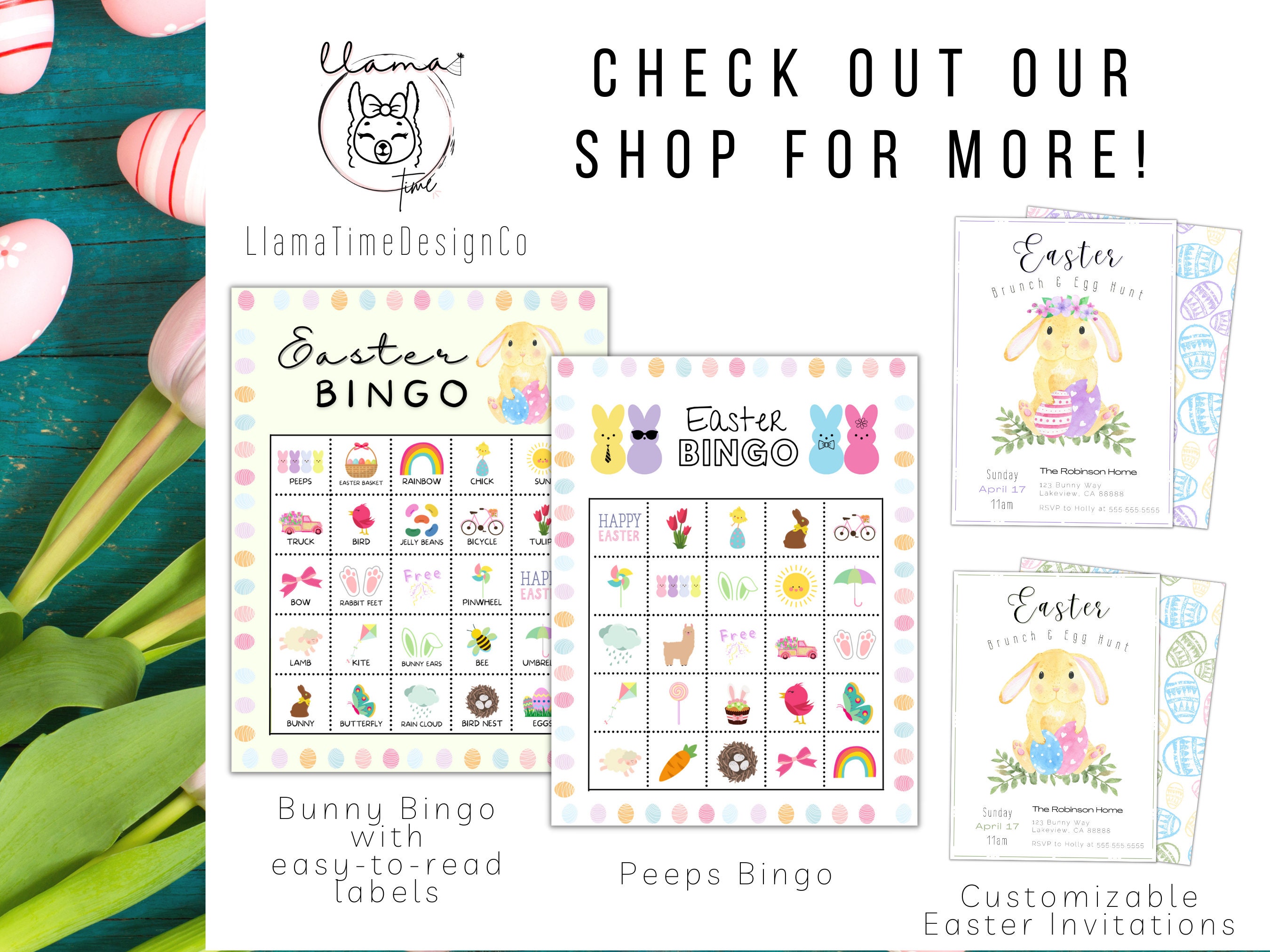 Easter Bingo Printable Easter Game Kids Easter Bingo Bunny Bingo Easter ...