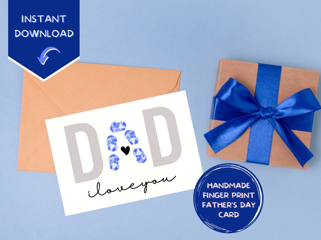 Printable Father's Day Fingerprint Card | Father's Day Card | Finger ...