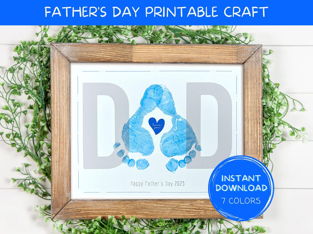Printable Father's Day Footprint Craft | Foot Print Art | Father's Day ...