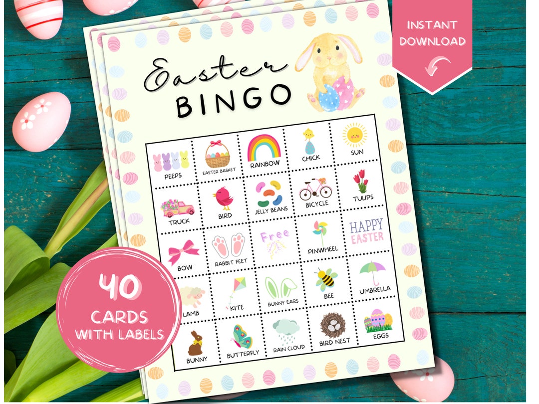 Easter Bingo With Labels | Printable Easter Game | Kids Easter Bingo ...