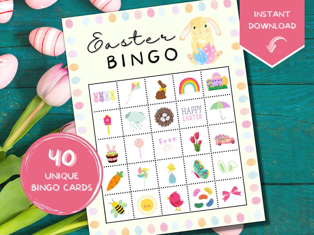 Easter Bingo Printable Easter Game Kids Easter Bingo Bunny Bingo Easter ...