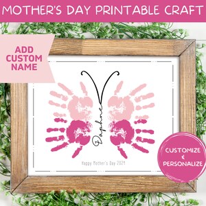 Custom Mother's Day Handprint Craft Butterfly Hand Print Art Mother's ...