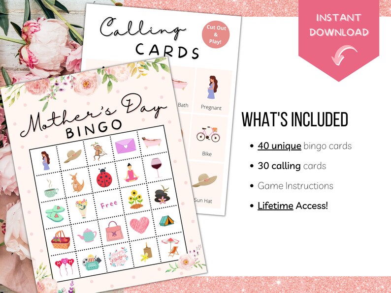 Mother's Day Bingo Printable Mother's Day Game Mom Bingo Mother's Day ...