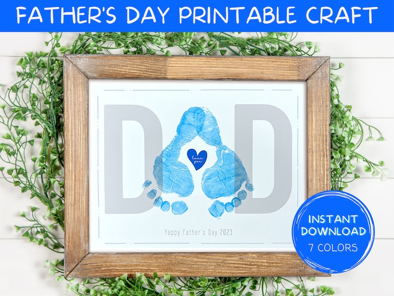 Printable Father's Day Footprint Craft Foot Print Art - Etsy