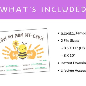 Printable Mother's Day Handprint Craft | Bee-cause Art | Hand Print Art ...