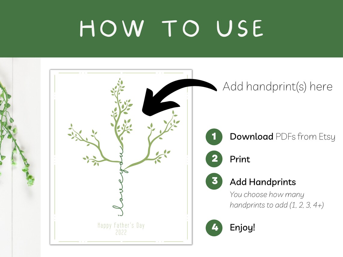 Printable Father's Day Handprint Craft Hand Print Art | Etsy