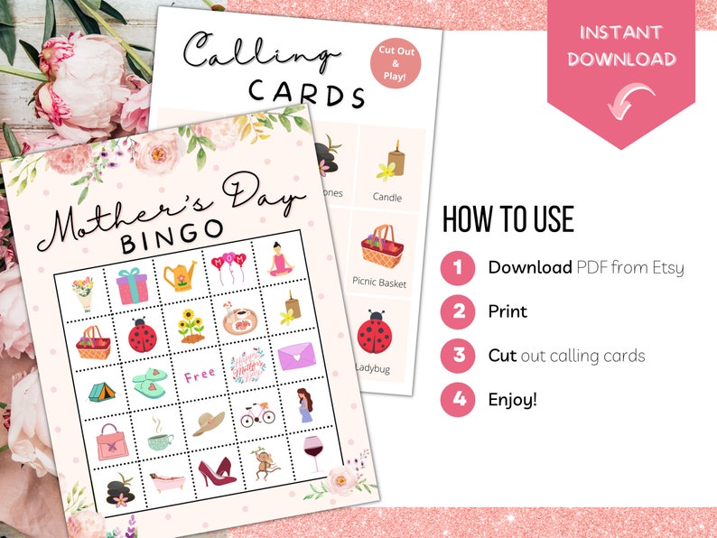 Mother's Day Bingo Printable Mother's Day Game Mom Bingo Mother's Day ...