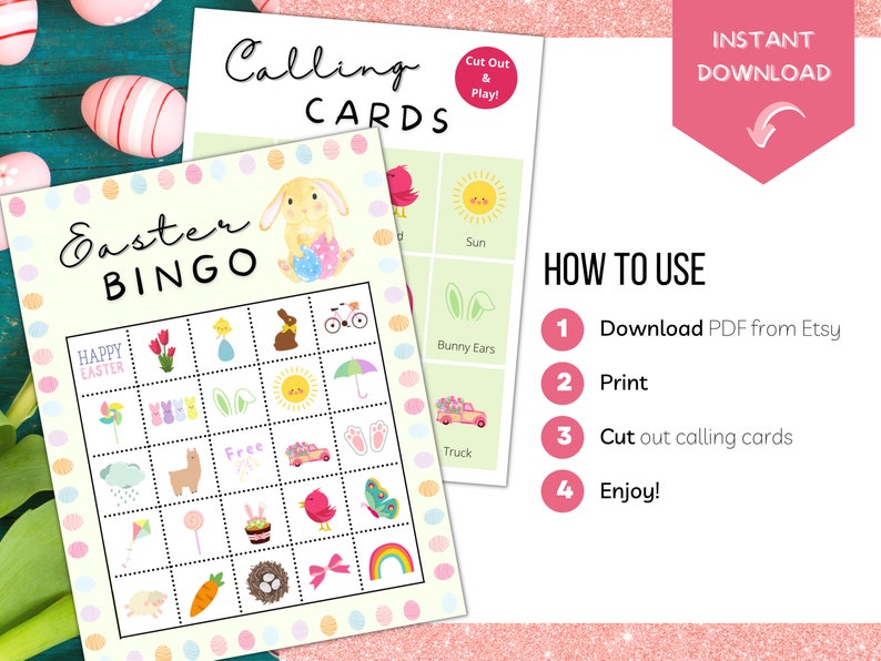 Easter Bingo Printable Easter Game Kids Easter Bingo Bunny Bingo Easter ...