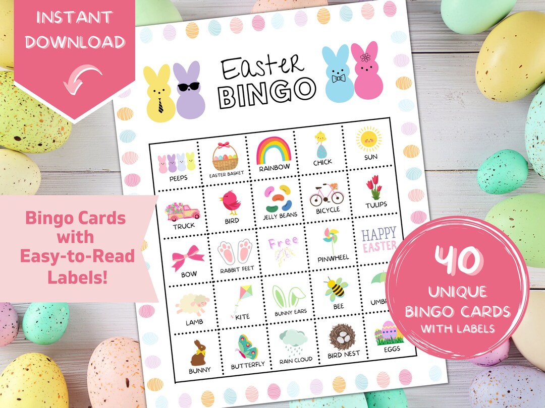 Printable Easter Bingo With Labels Peeps Bingo Kids Easter Bingo Easter ...