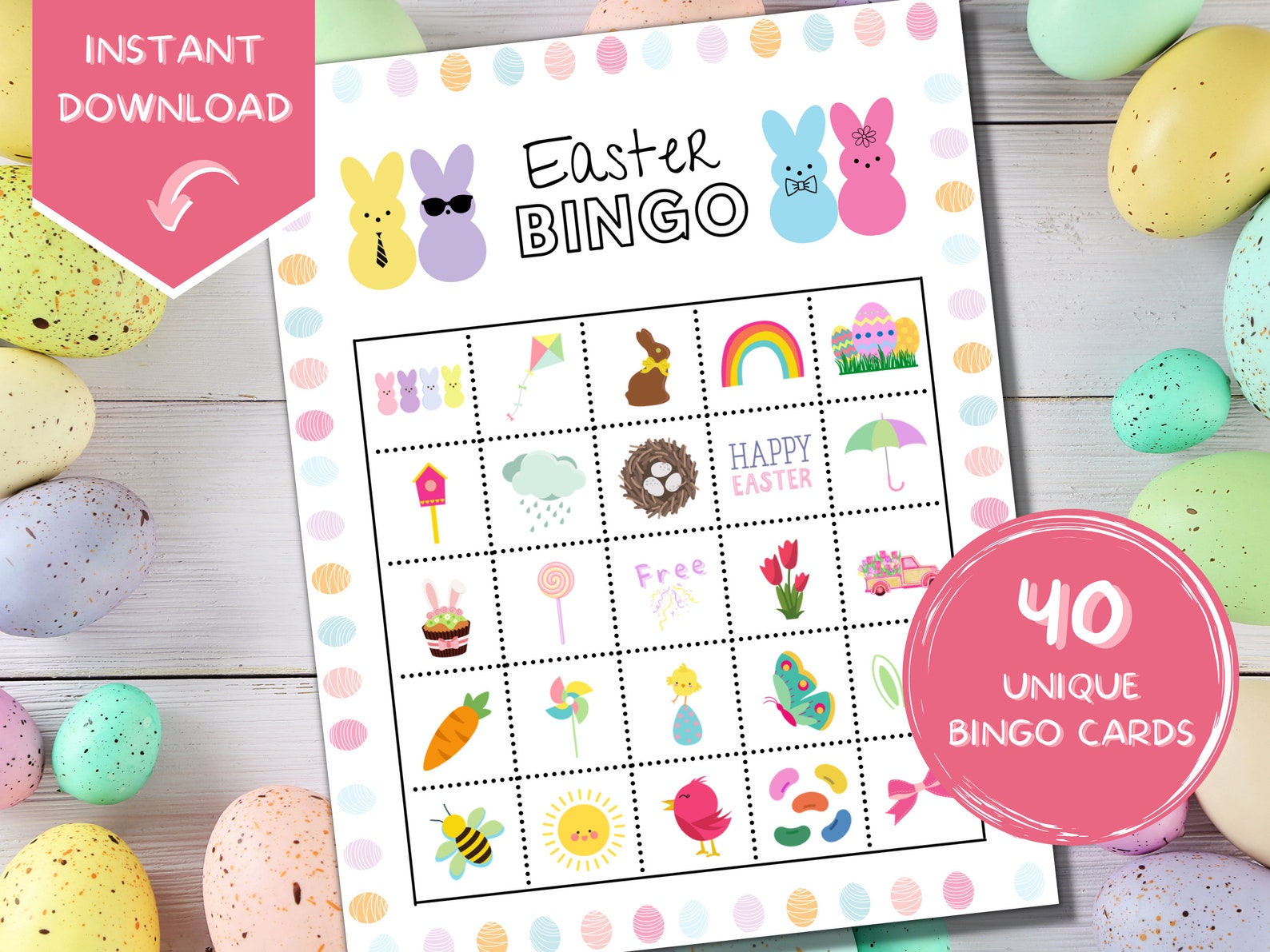 Printable Easter Bingo Peeps Bingo Kids Easter Bingo | Etsy