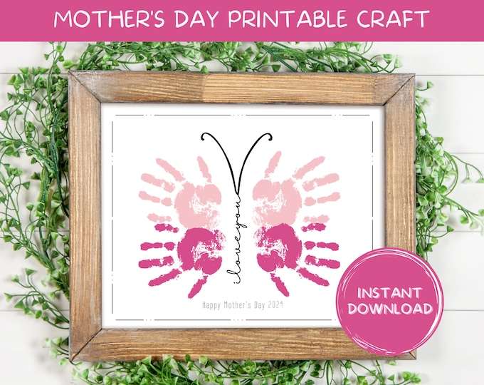 Printable Mother's Day Handprint Craft Butterfly Art Hand Print Art ...