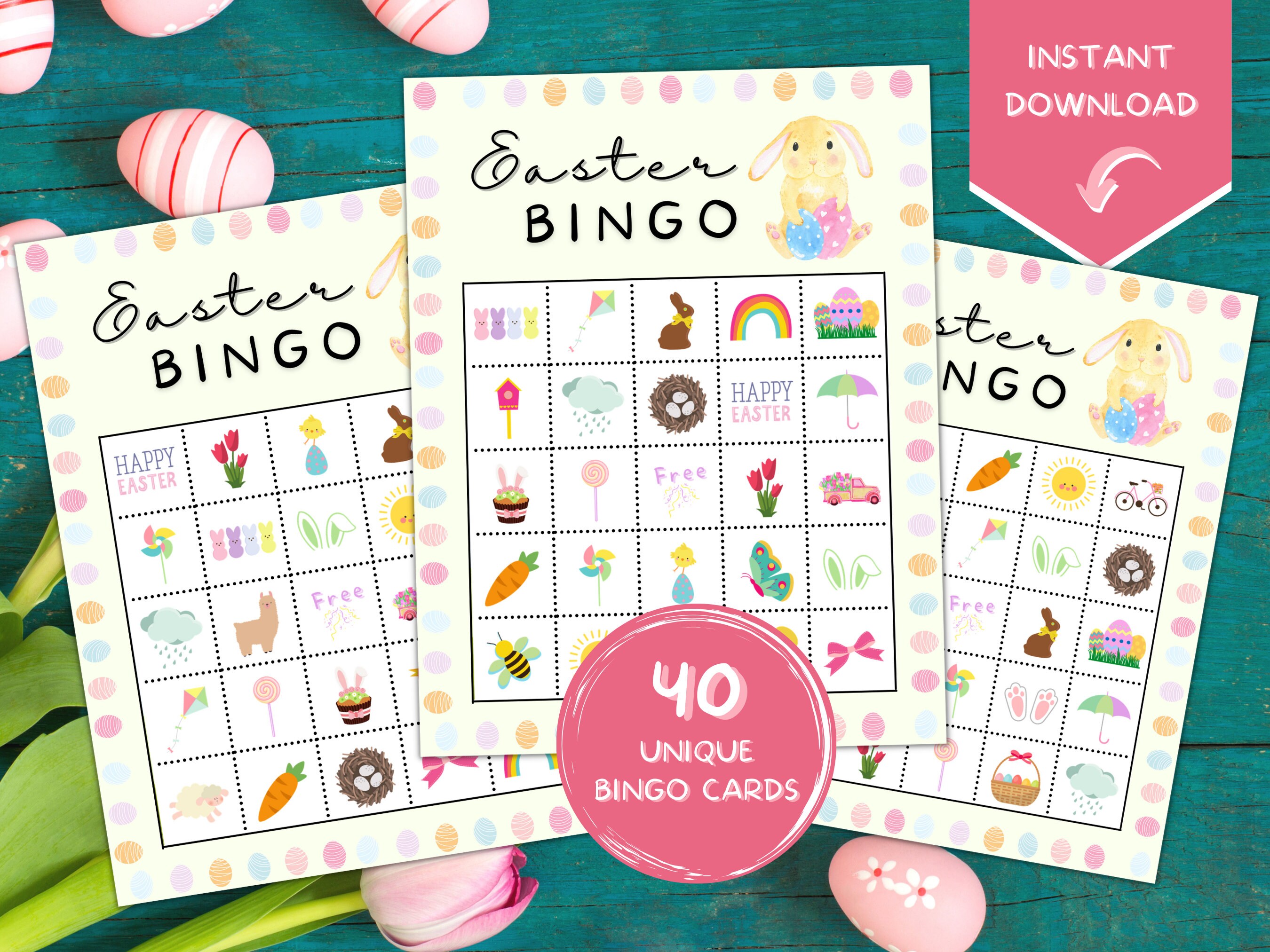 Easter Bingo Printable Easter Game Kids Easter Bingo Bunny Bingo Easter ...