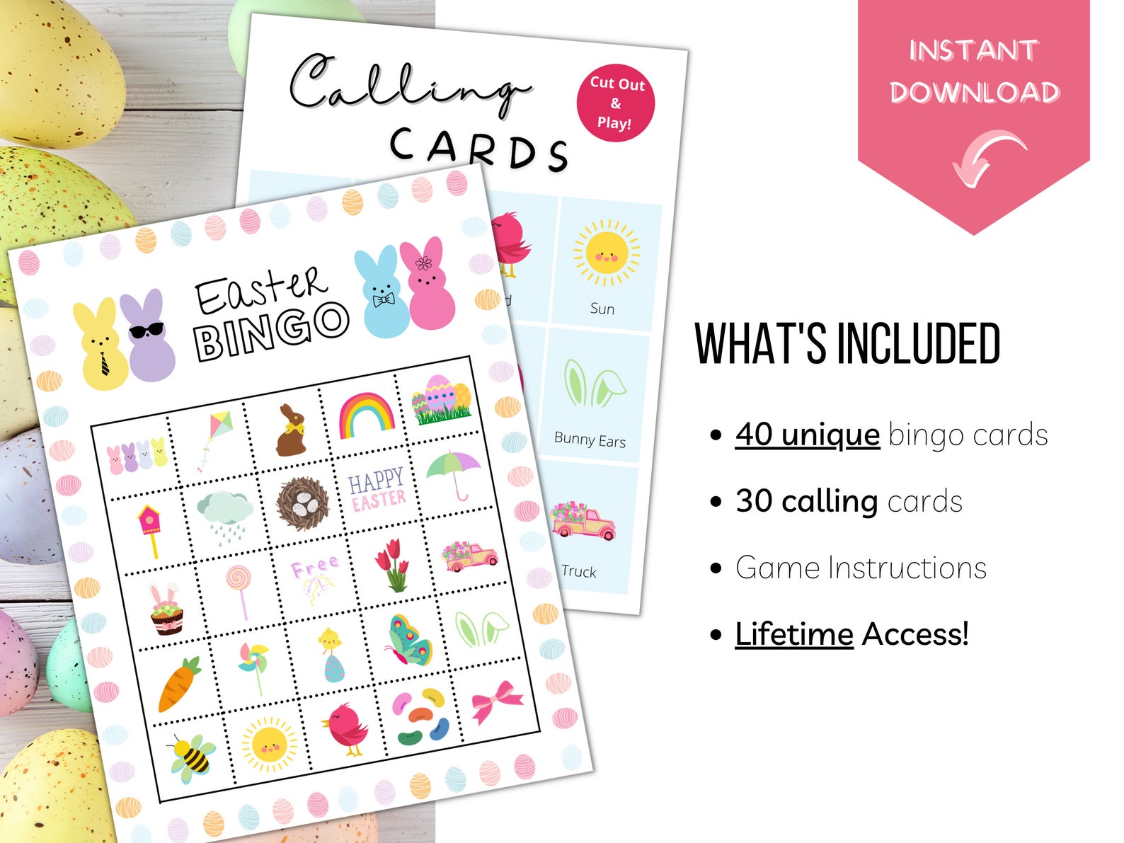 Printable Easter Bingo | Peeps Bingo | Kids Easter Bingo | Easter Game ...