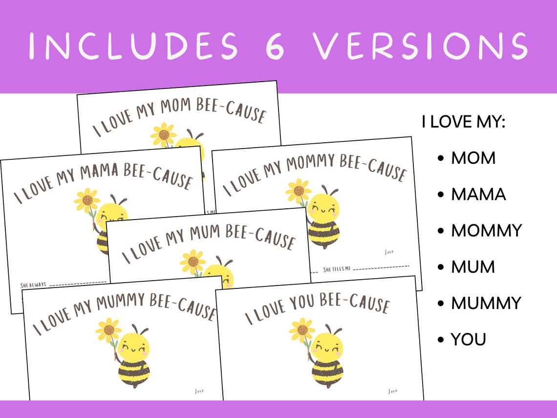 Printable Mother's Day Handprint Craft | Bee-cause Art | Hand Print Art ...