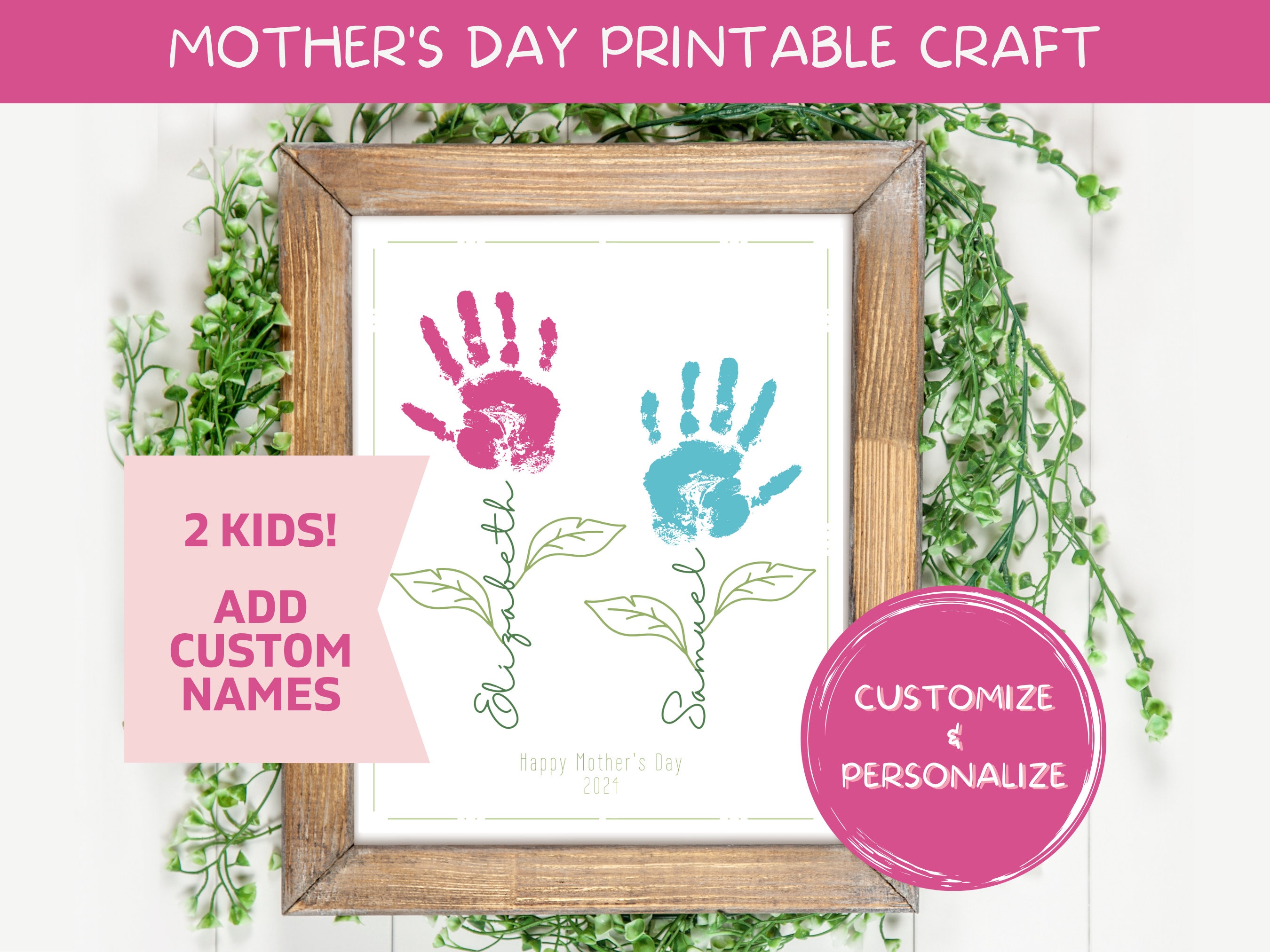 Custom Mother's Day Handprints Craft 2 Kids Hand Print Art Mother's Day ...