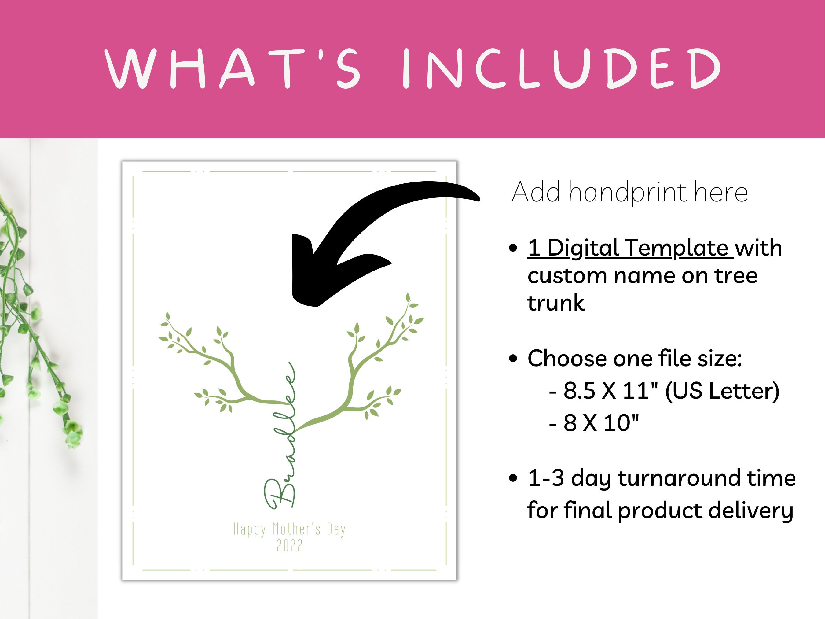 Custom Mother's Day Handprint Craft Tree Handprint Art Mother's Day ...