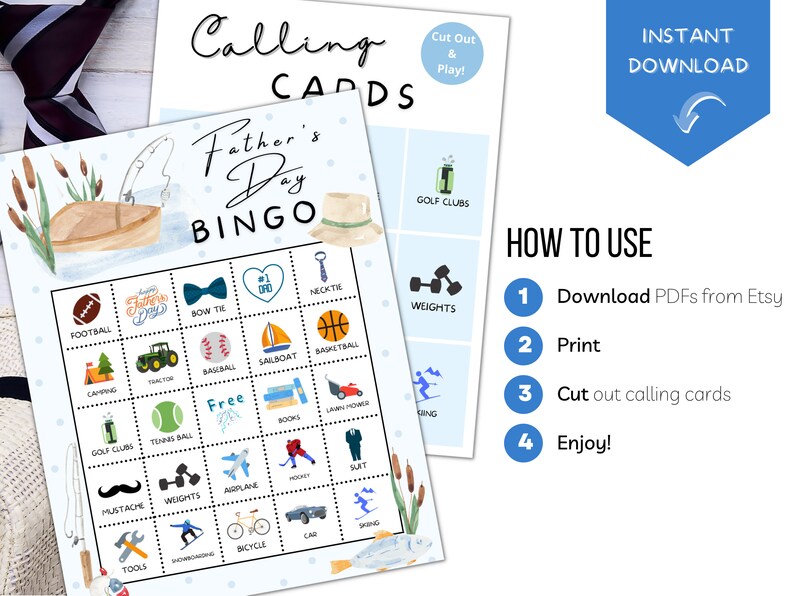 Father's Day Bingo Printable Father's Day Game Dad - Etsy