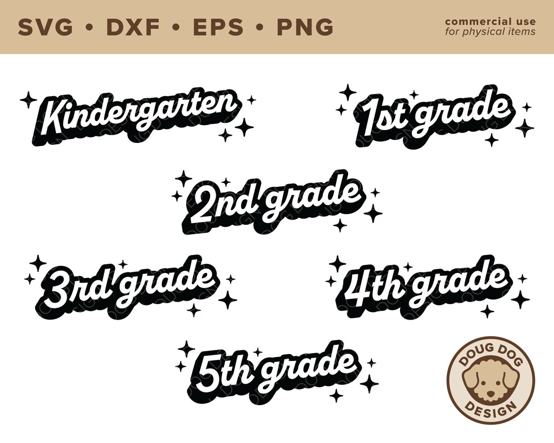 K-5 SVG Bundle - Kindergarten 1st 2nd 3rd 4th 5th Grade SVG Cut Files ...