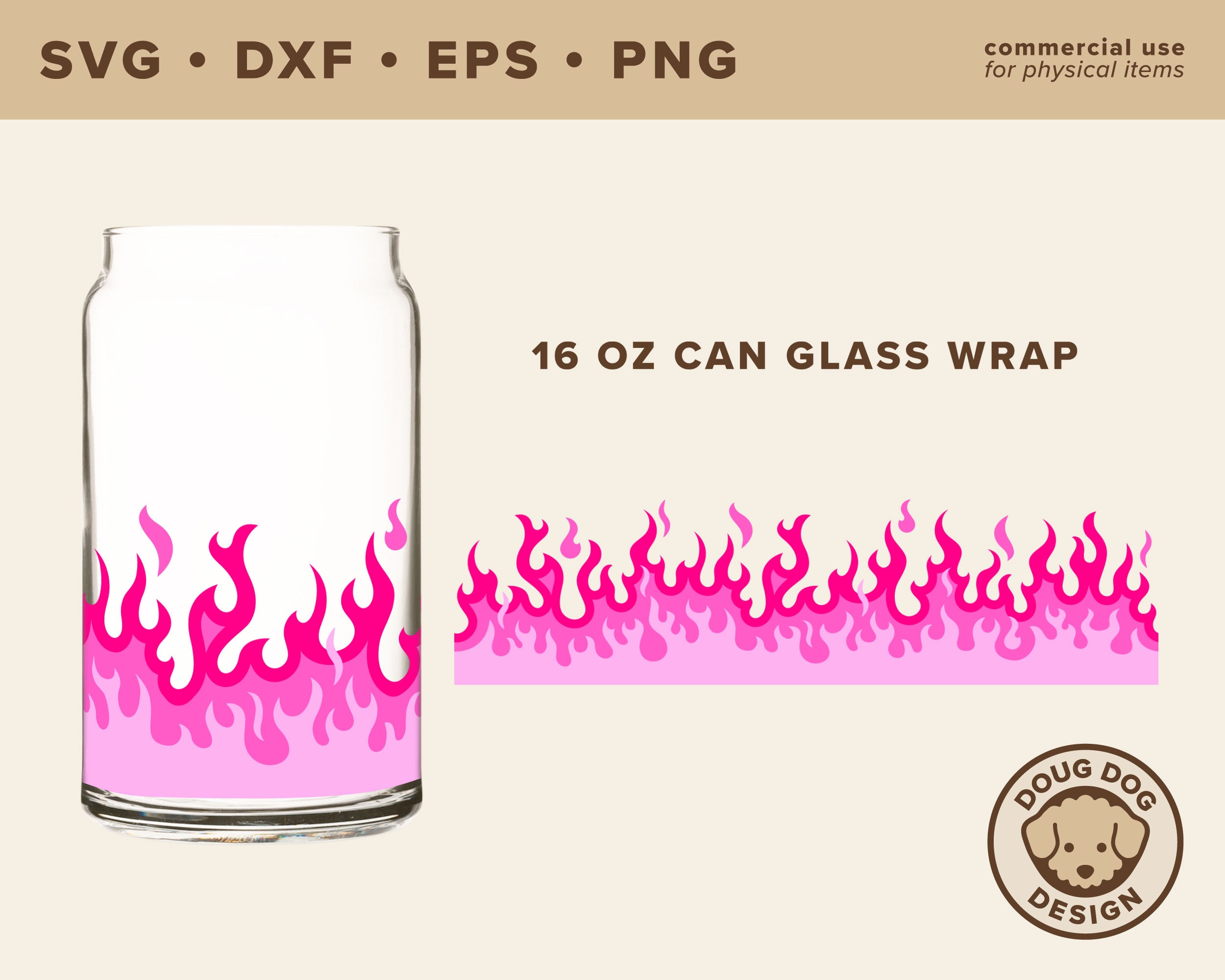 Flames Glass Wrap Svg - 16 Oz Libbey Full Wrap Svg - Flame Can Glass ...
