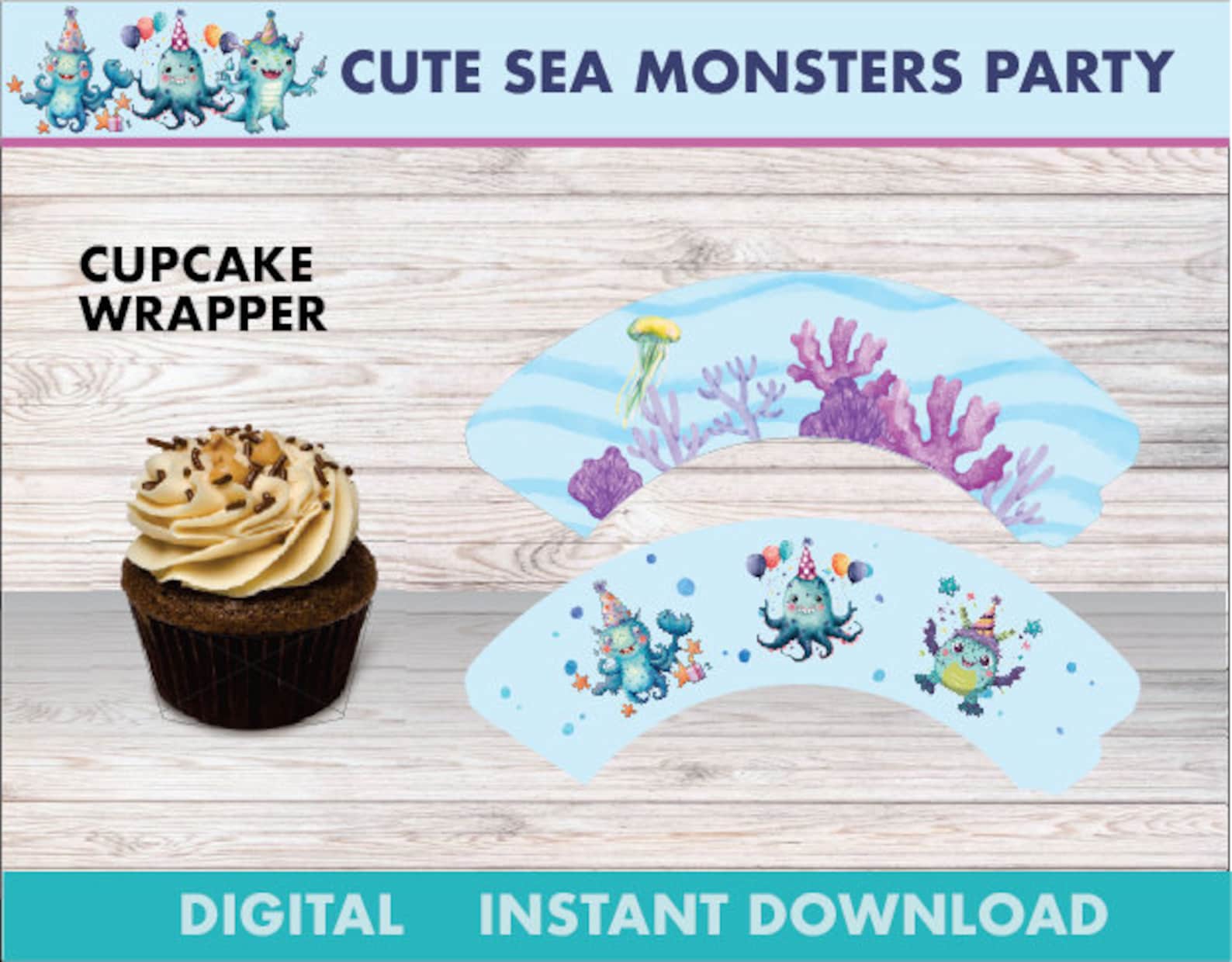 Cute Sea Monsters Style Party, Sea Monsters Decorations, Printable ...