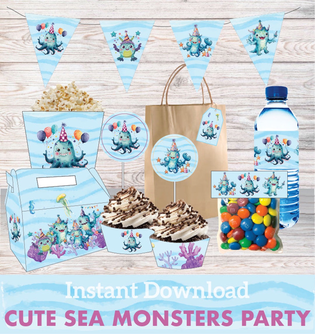 Cute Sea Monsters Style Party, Sea Monsters Decorations, Printable ...