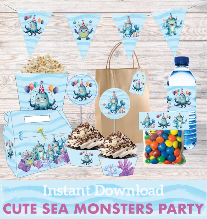 Cute Sea Monsters Style Party, Sea Monsters Decorations, Printable ...