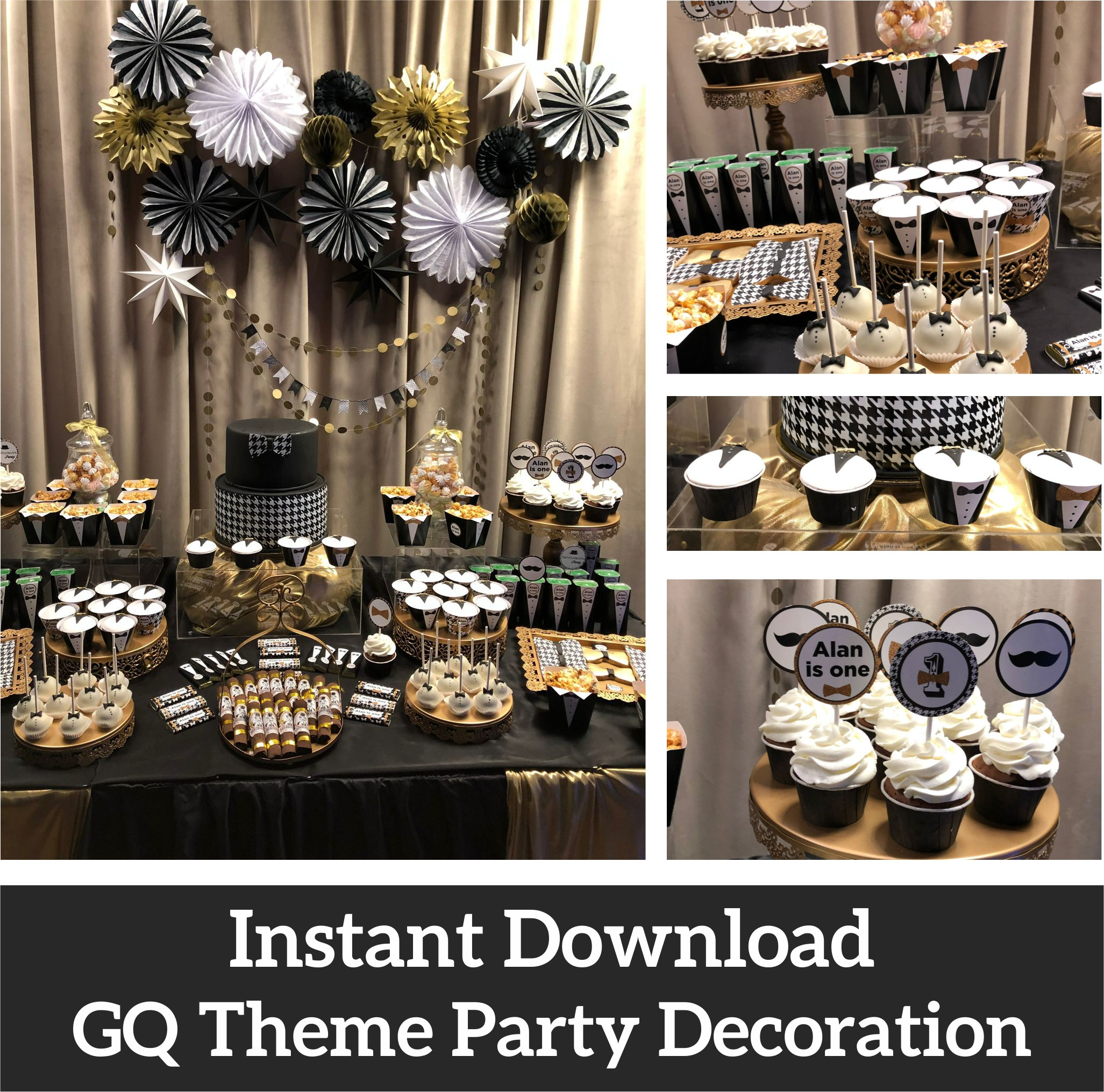 Gentleman Theme Party Decorations, Tuxedo Birthday Party, Printable GQ ...