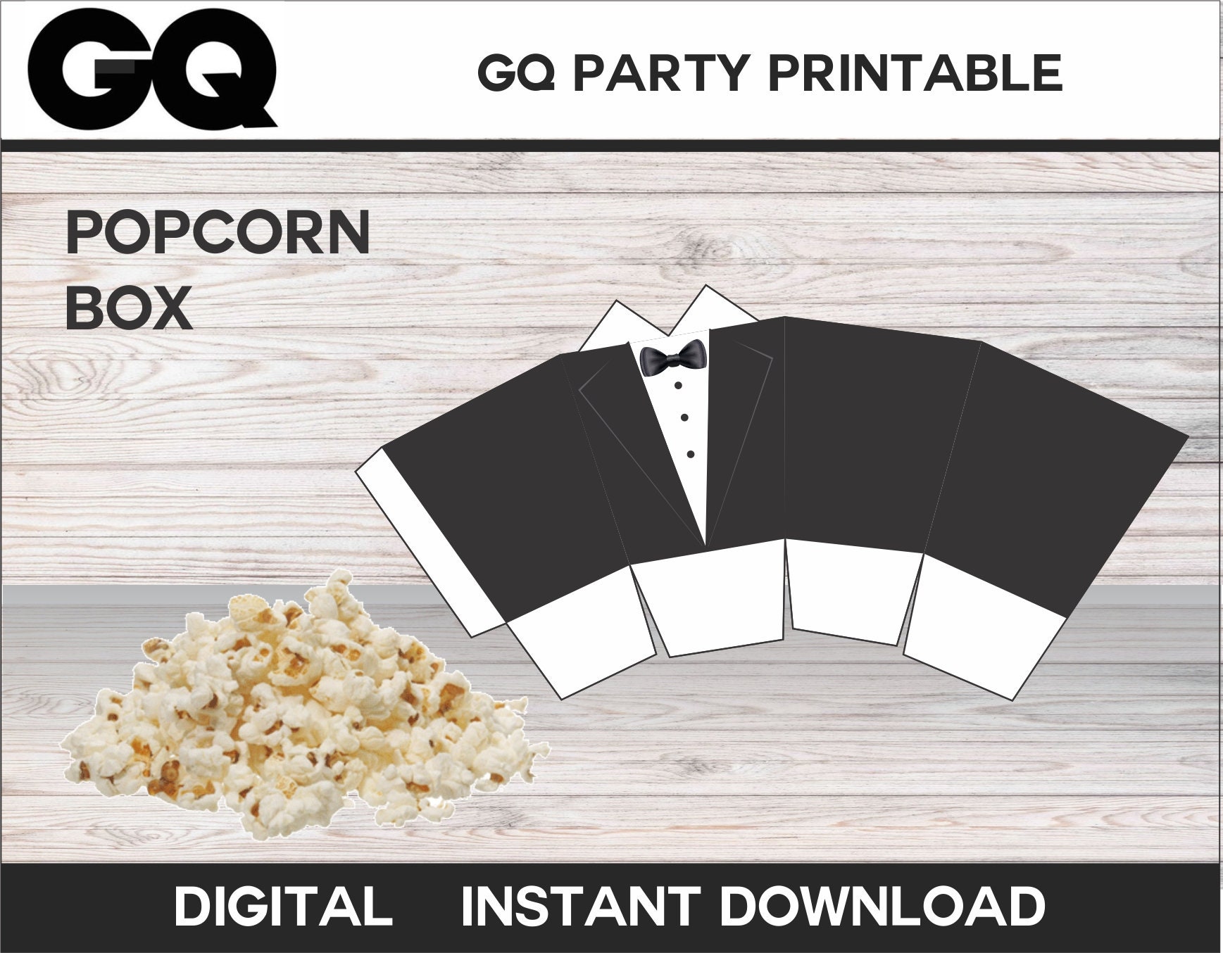 Gentleman Theme Party Decorations, Tuxedo Birthday Party, Printable GQ ...
