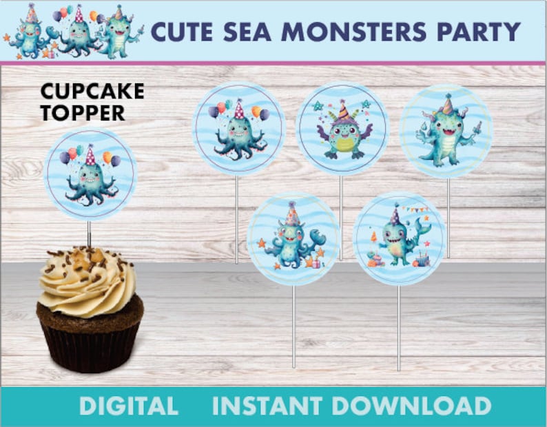 Cute Sea Monsters Style Party, Sea Monsters Decorations, Printable ...
