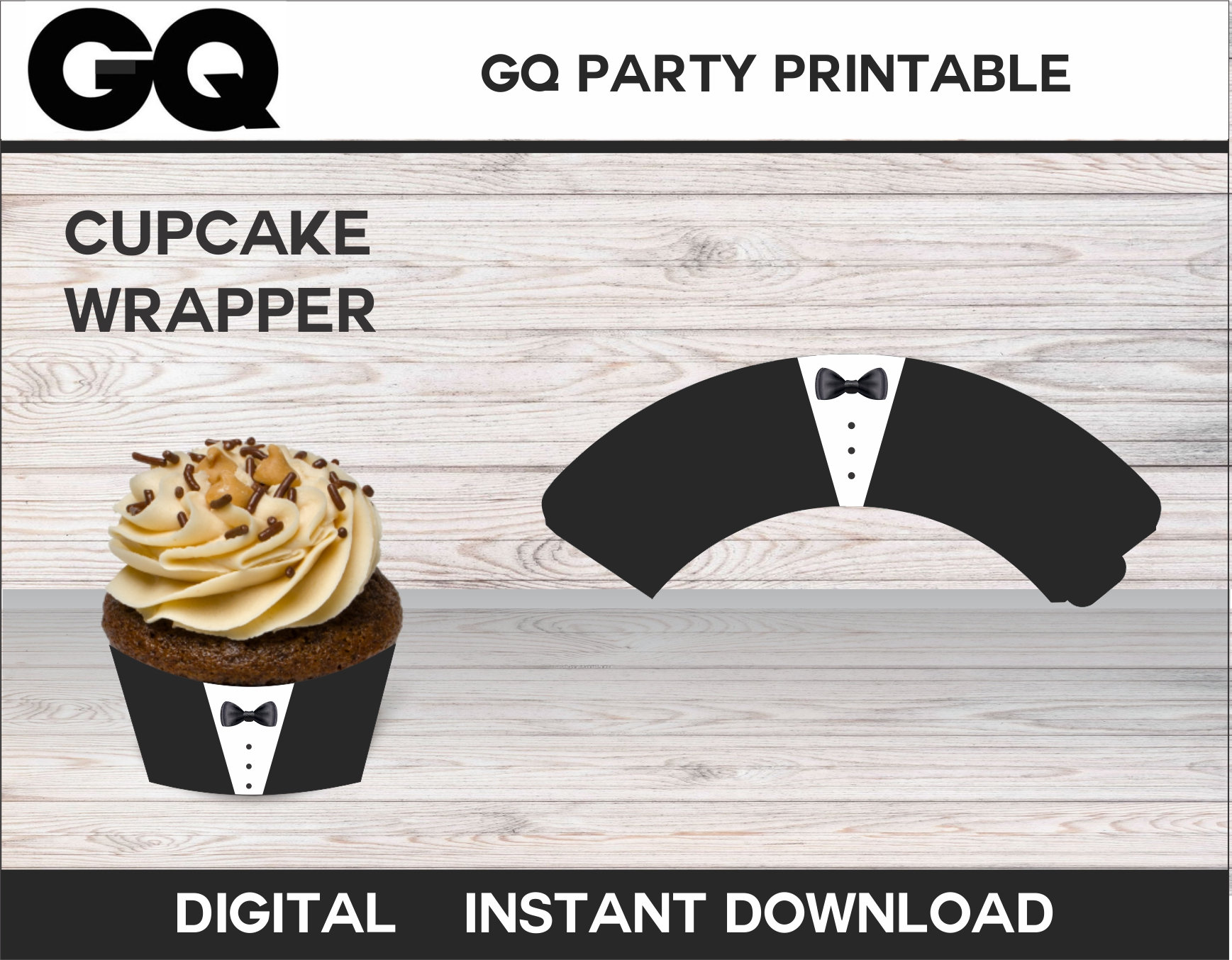 Gentleman Theme Party Decorations, Tuxedo Birthday Party, Printable GQ ...