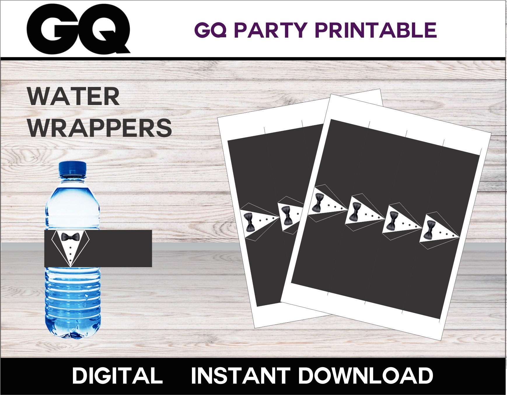 Gentleman Theme Party Decorations, Tuxedo Birthday Party, Printable GQ ...