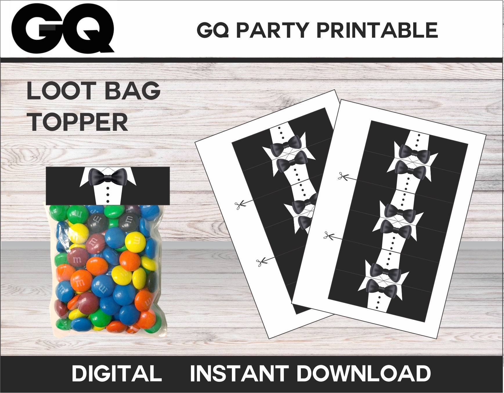 Gentleman Theme Party Decorations, Tuxedo Birthday Party, Printable GQ ...