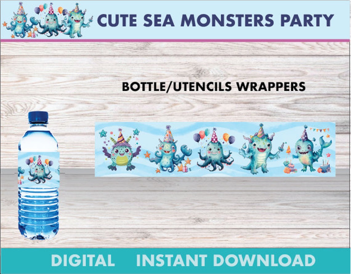Cute Sea Monsters Style Party, Sea Monsters Decorations, Printable ...