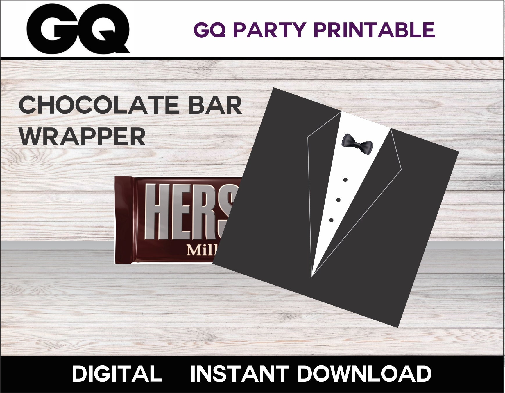Gentleman Theme Party Decorations, Tuxedo Birthday Party, Printable GQ ...