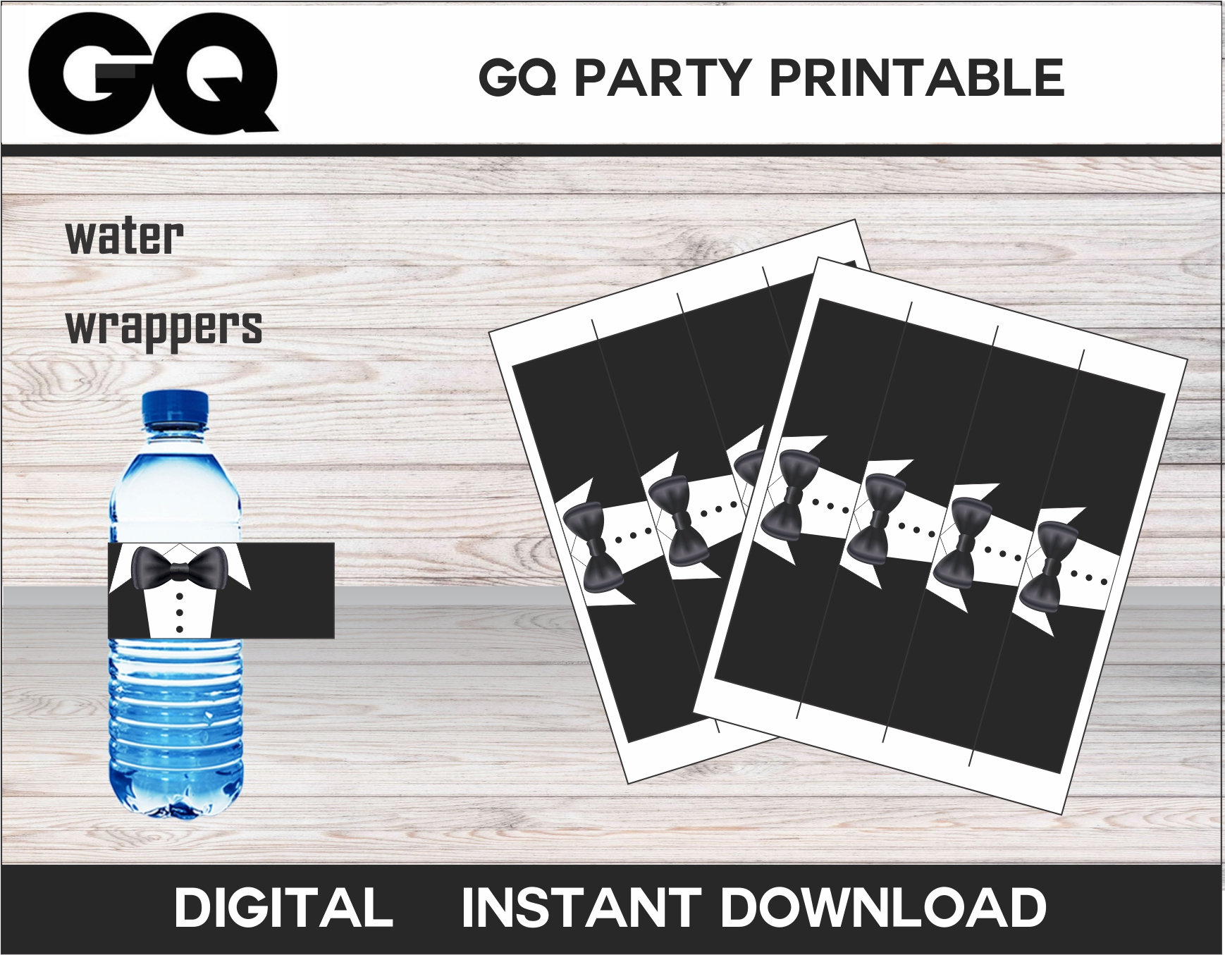 Gentleman Theme Party Decorations, Tuxedo Birthday Party, Printable GQ ...