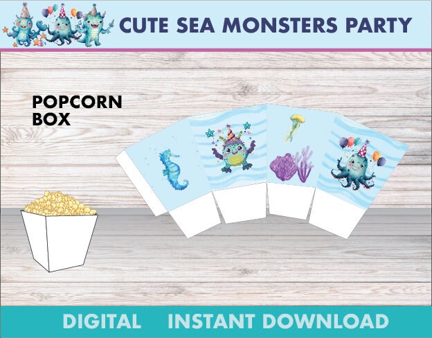 Cute Sea Monsters Style Party, Sea Monsters Decorations, Printable ...