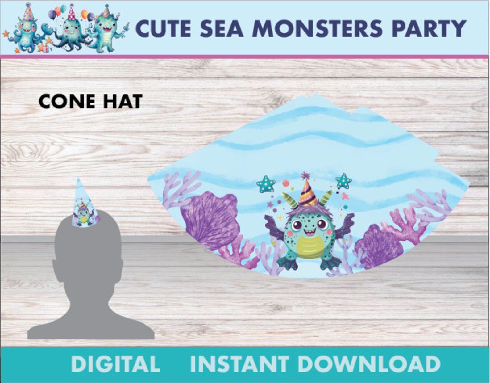 Cute Sea Monsters Style Party, Sea Monsters Decorations, Printable ...