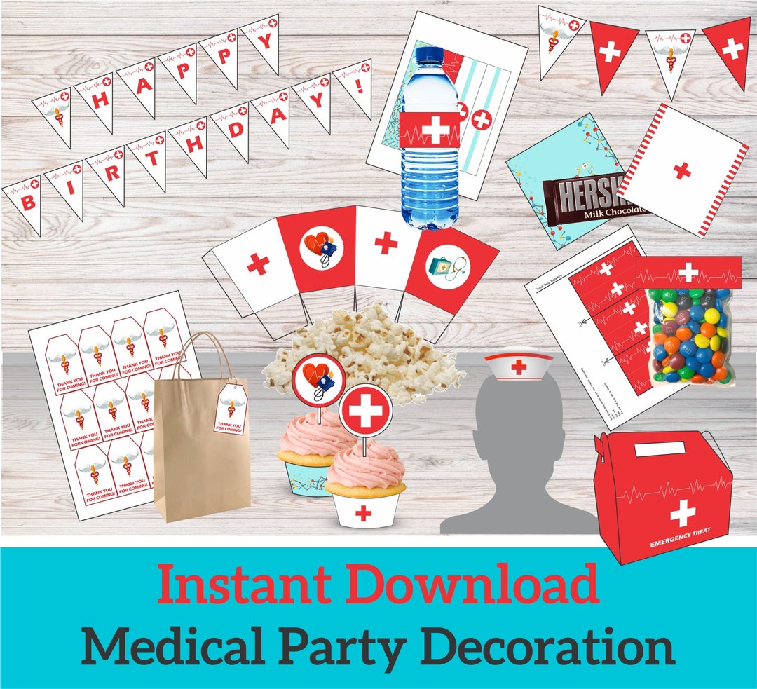 Medical Theme Party Decorations, MD Birthday Party, Printable Doctors ...