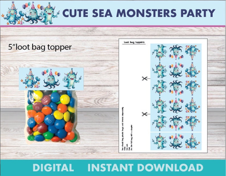 Cute Sea Monsters Style Party, Sea Monsters Decorations, Printable ...